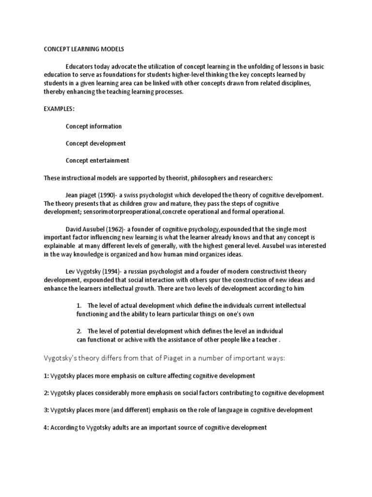 Concept Learning Models | PDF | Constructivism (Philosophy Of Education ...