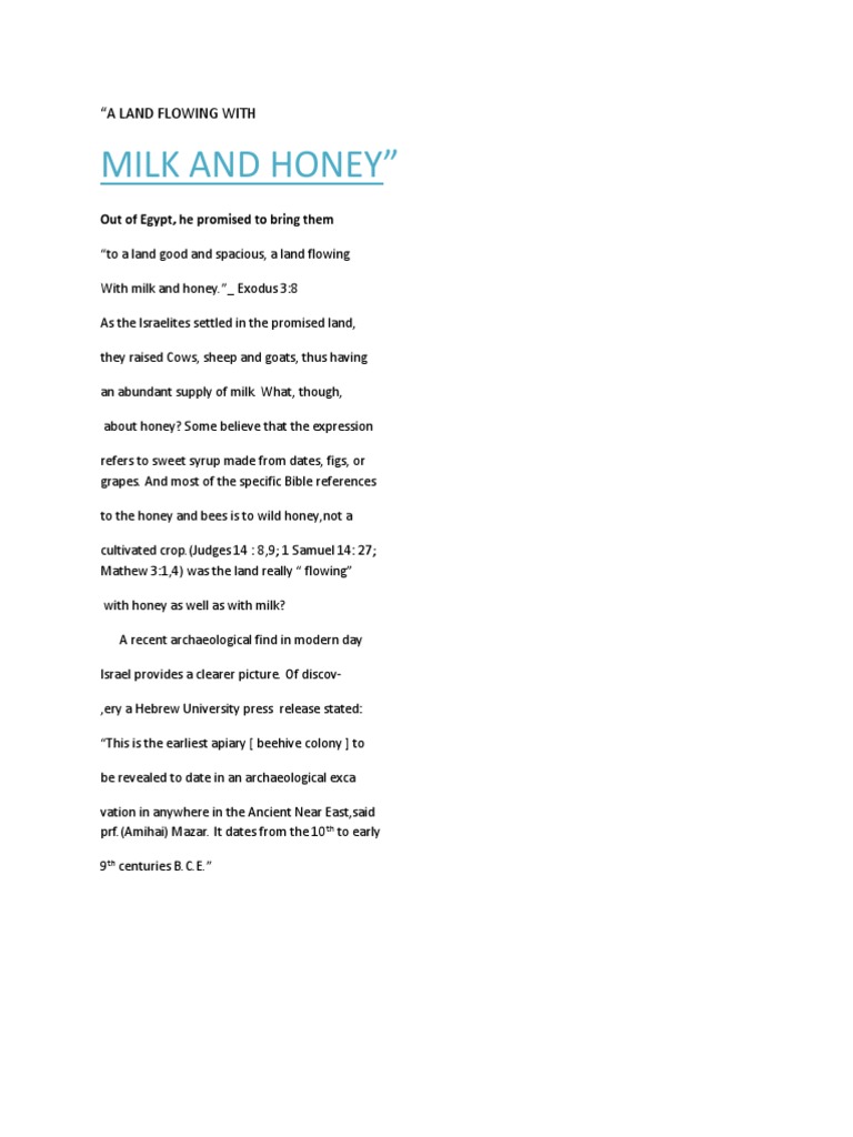 A Land Flowing With Milk and Honey | PDF