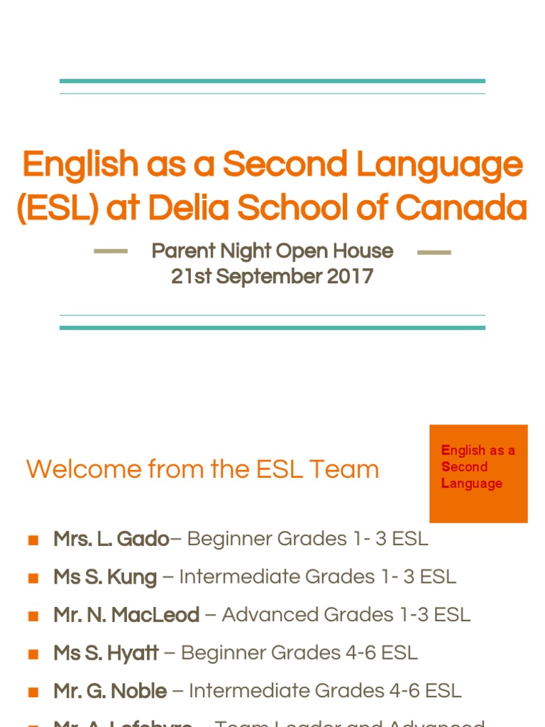 2017 Updated Esl Parent Night Slides | PDF | English As A Second Or ...