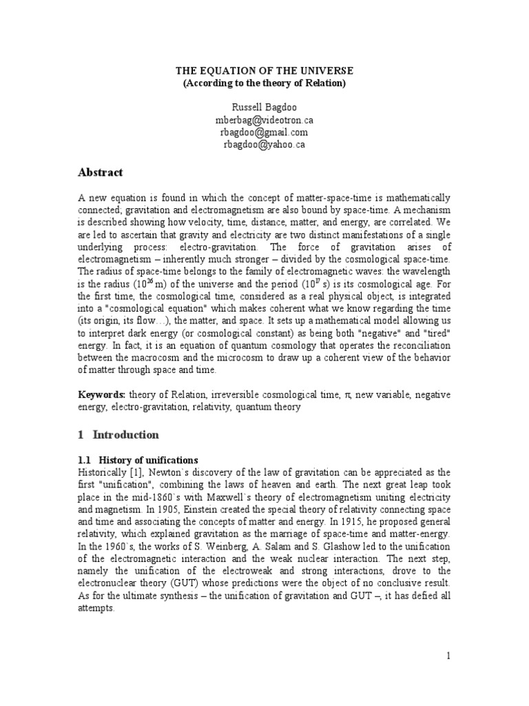 The Equation of The Universe | PDF | General Relativity | Universe