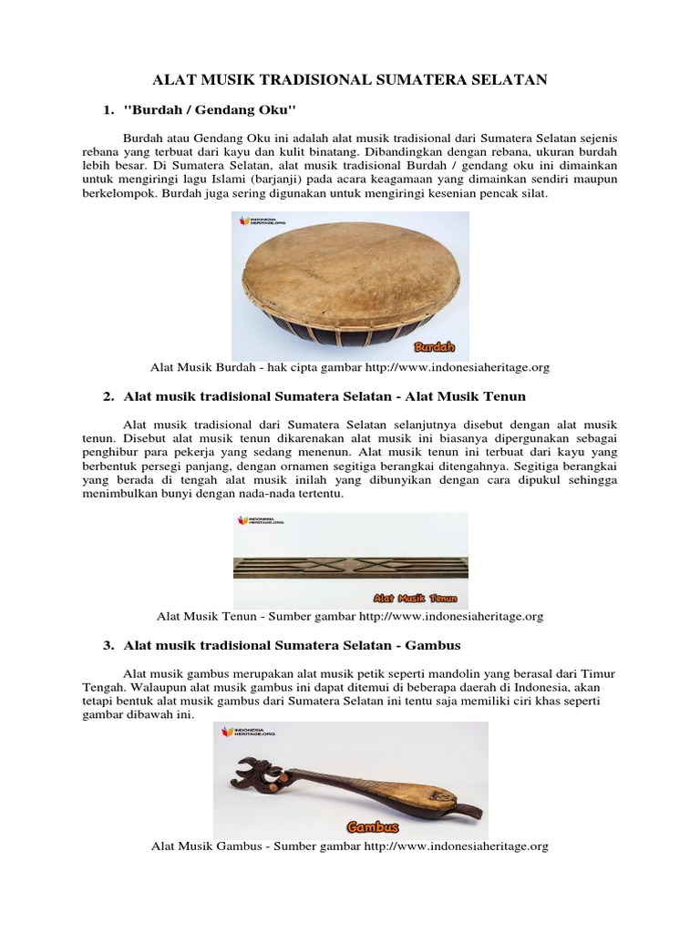 Alat Musik Tradisional Sumatera Selatan Mengenal 7 Alat Musik
