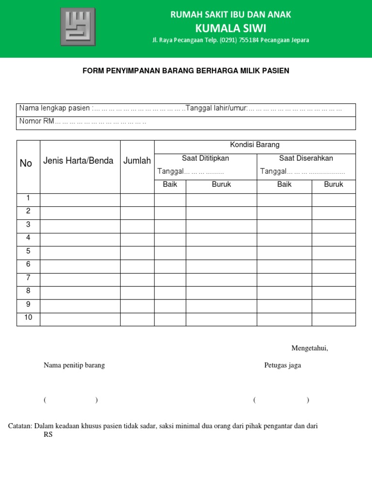 Form Penyimpanan Barang | PDF
