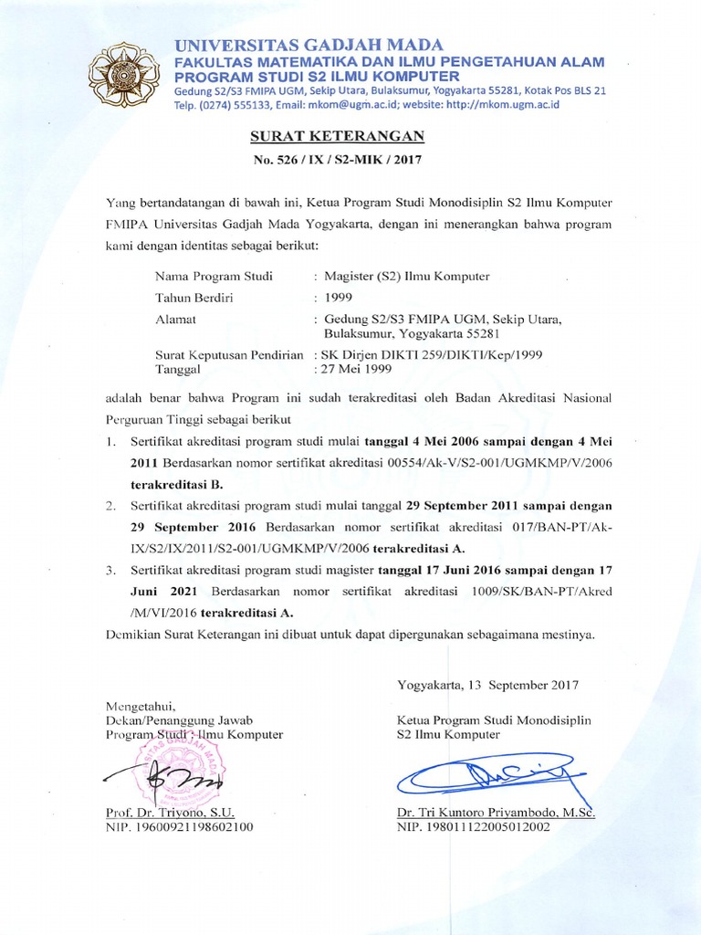 Surat Keterangan Akreditasi | PDF