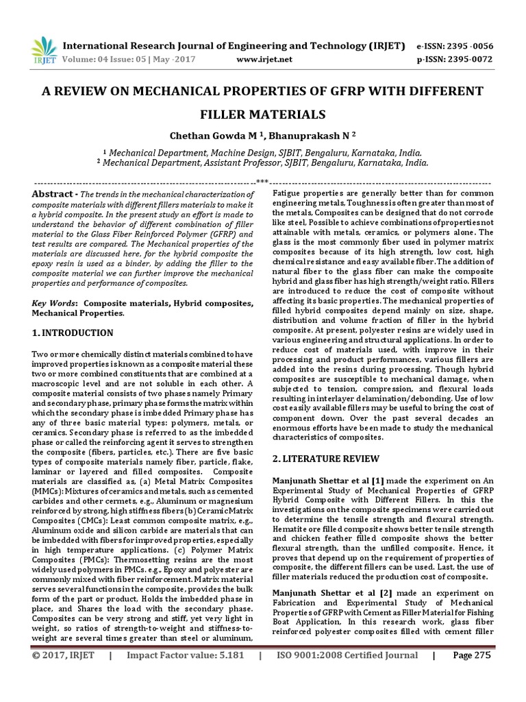 A Review On Mechanical Properties of GFRP With Different Filler ...