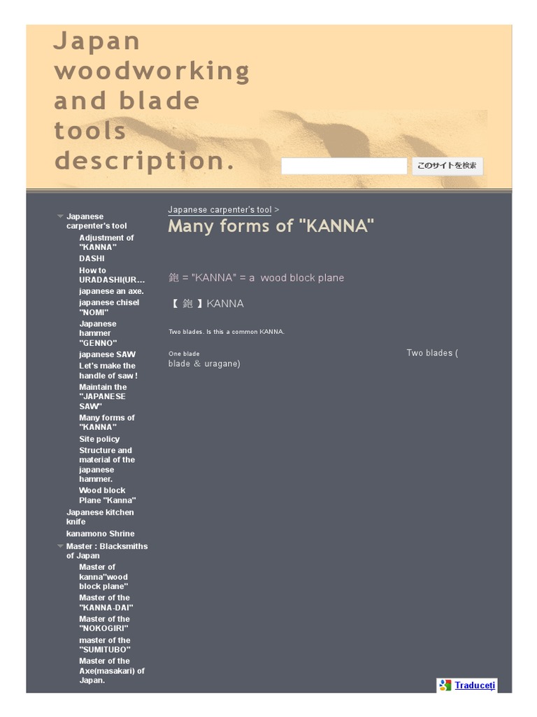 Many Forms of - KANNA - Japan Woodworking and Blade Tools Description ...