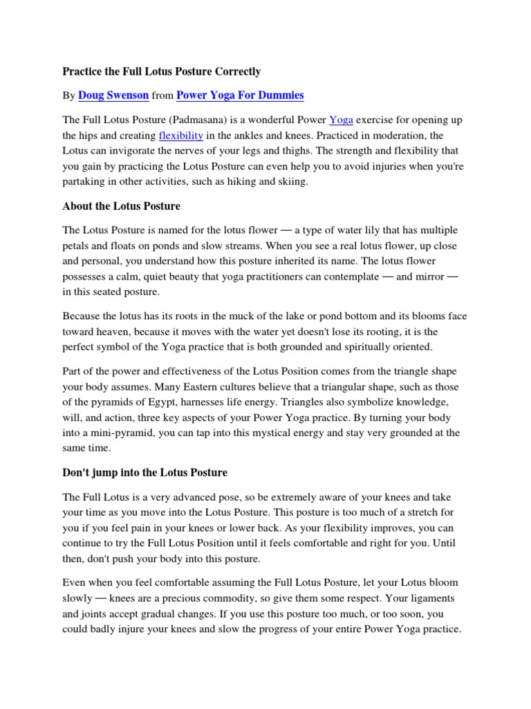 Full Lotus Posture Guide | PDF | Yoga | Mind–Body Interventions