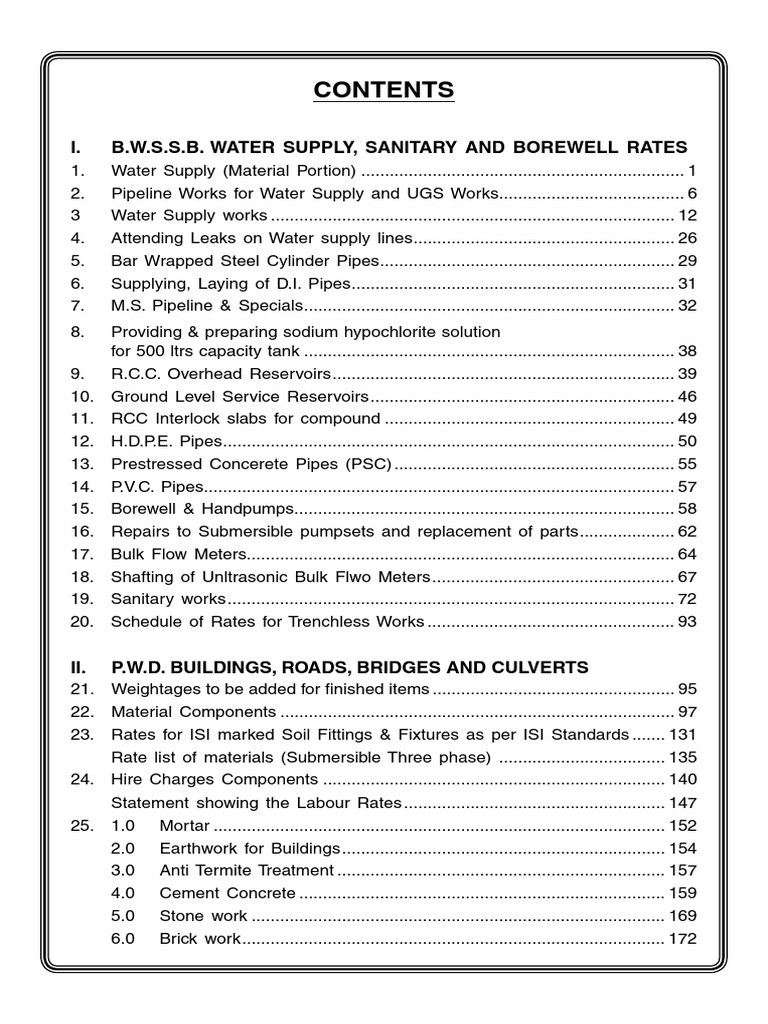 BWSSB - Schedule of Rates 2016-17 | PDF | Concrete | Road