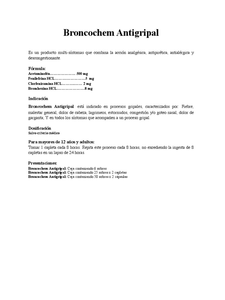 Broncochem ANTIGRIPAL Capletas | PDF