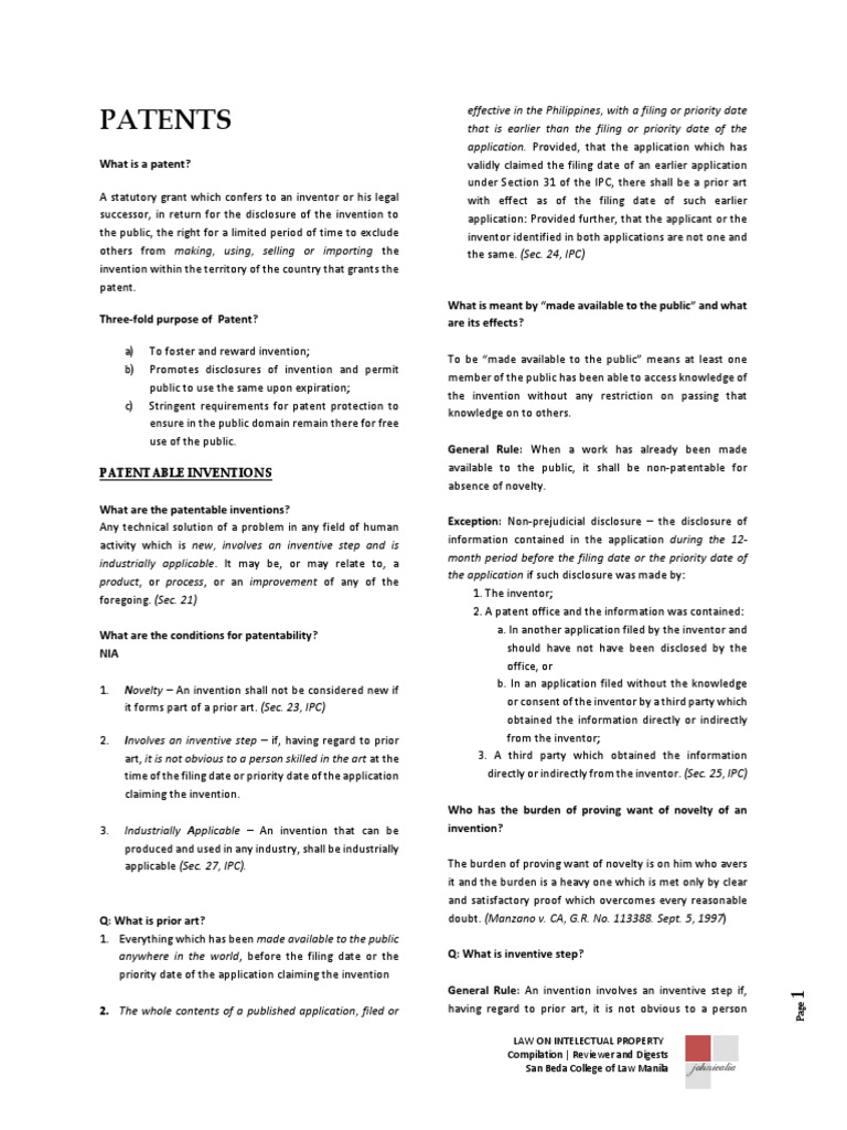 Patents: Johnicalia | PDF | Patent Application | Glossary Of Patent Law ...