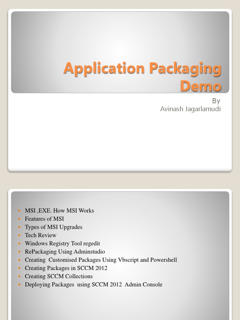 Application Packaging Demo: by Avinash Jagarlamudi | PDF | Windows ...