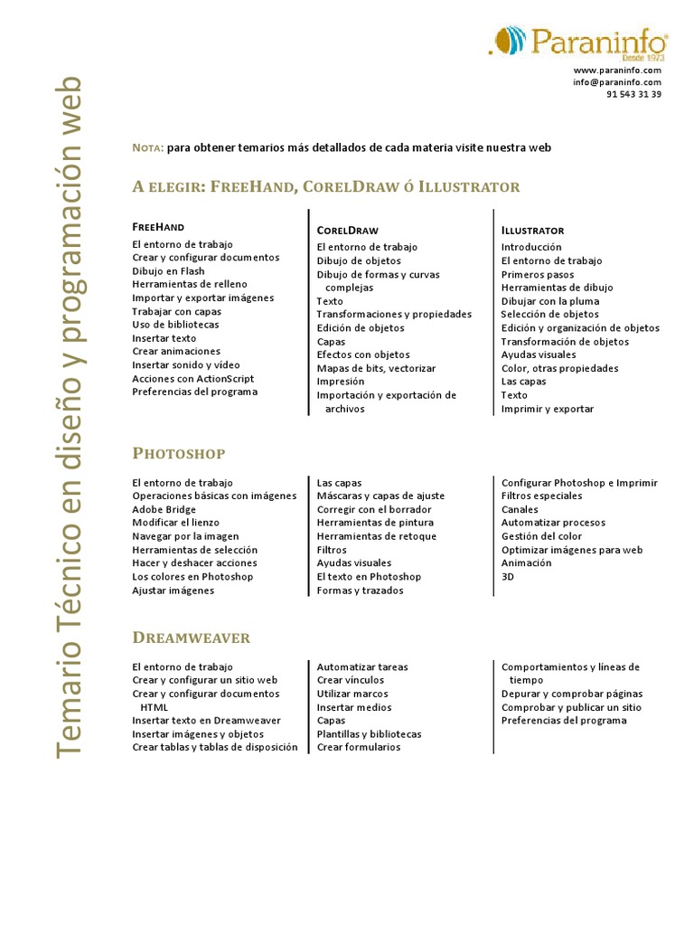 Temario Diseno Programacion Web | PDF | Php | Páginas del servidor activo