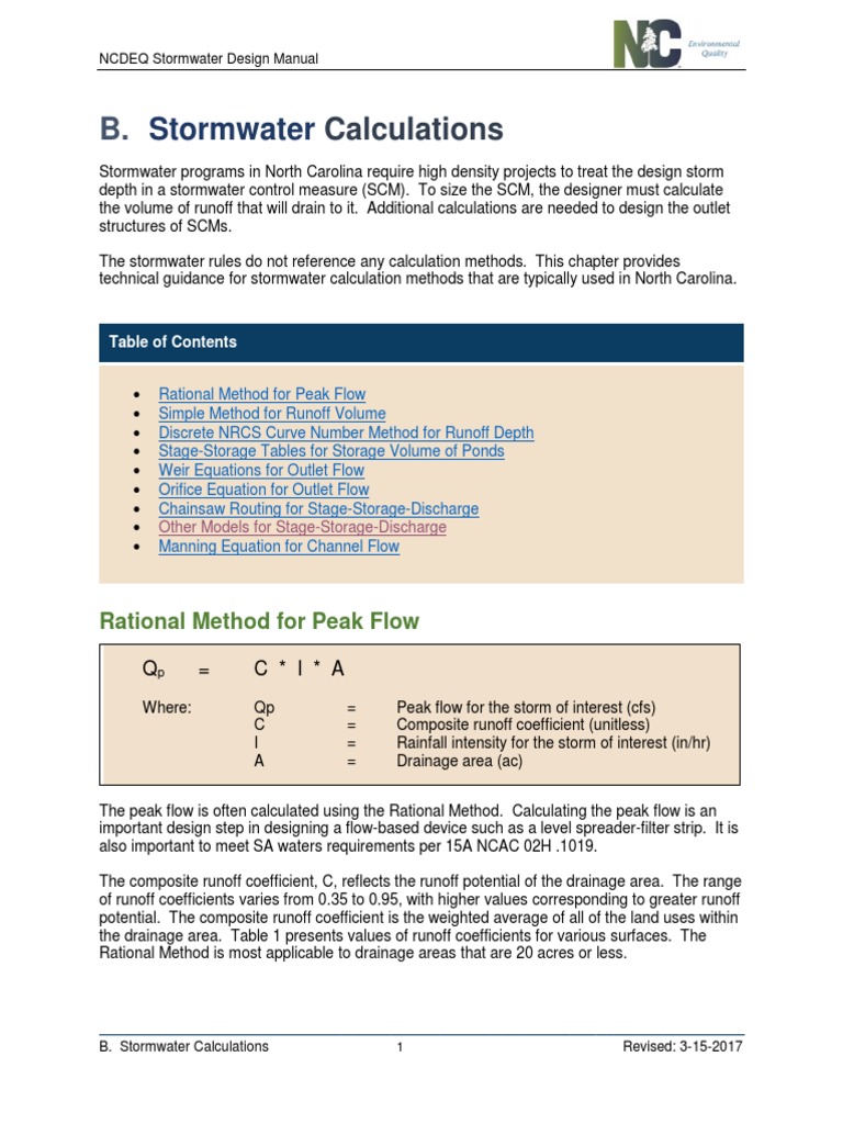 B Stormwater Calculations Impp | PDF | Surface Runoff | Loam