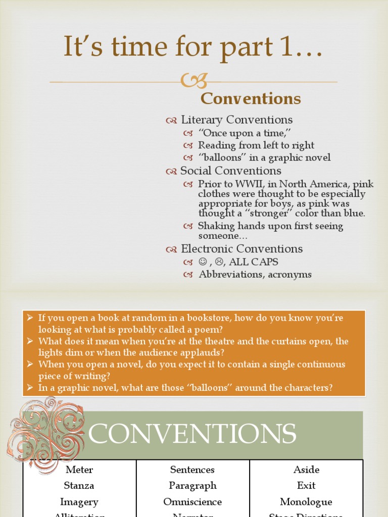It's Time For Part 1 : Conventions | PDF | Narration | Poetry