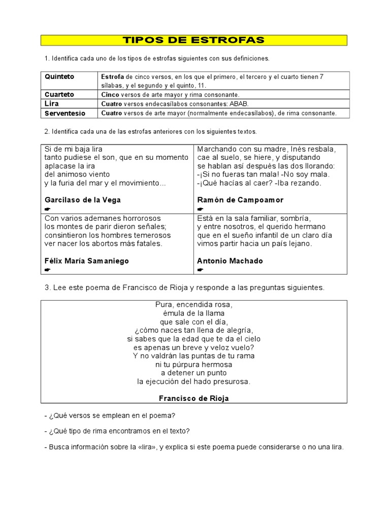 Tipos de Estrofas | PDF | Rima | Poesía