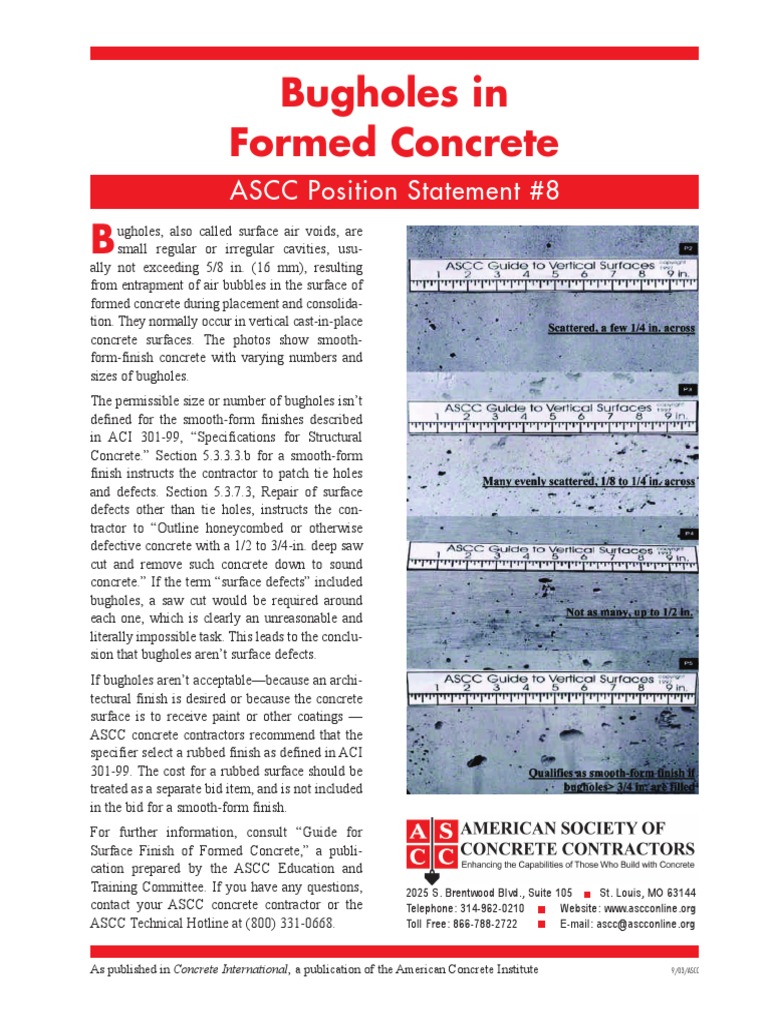 PS 8 Bugholes in Formed Concrete | PDF