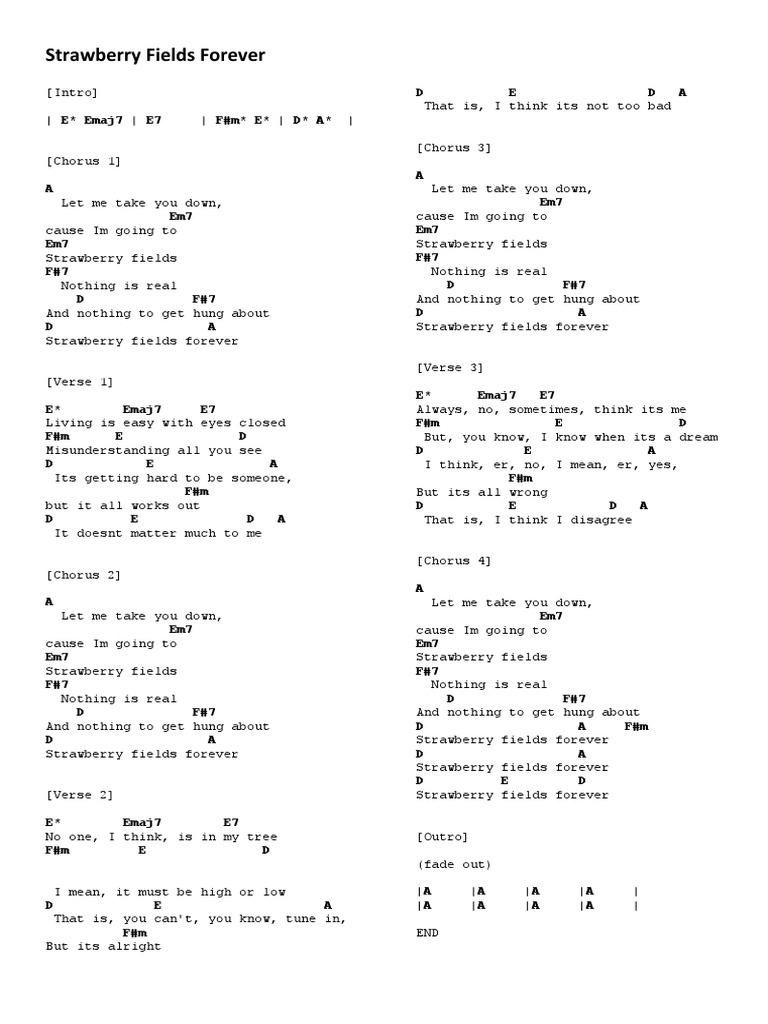 Strawberry Fields Forever Guitar Chords