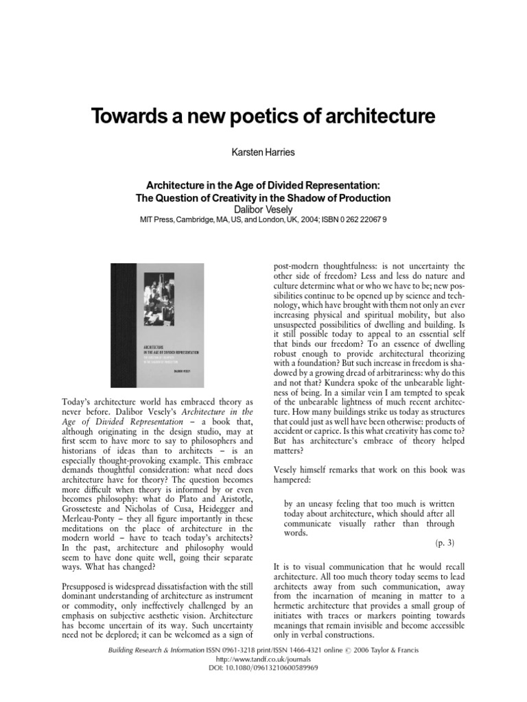 Karsten Harries - Towards A Newpoetics of Architecture | PDF | Nihilism ...