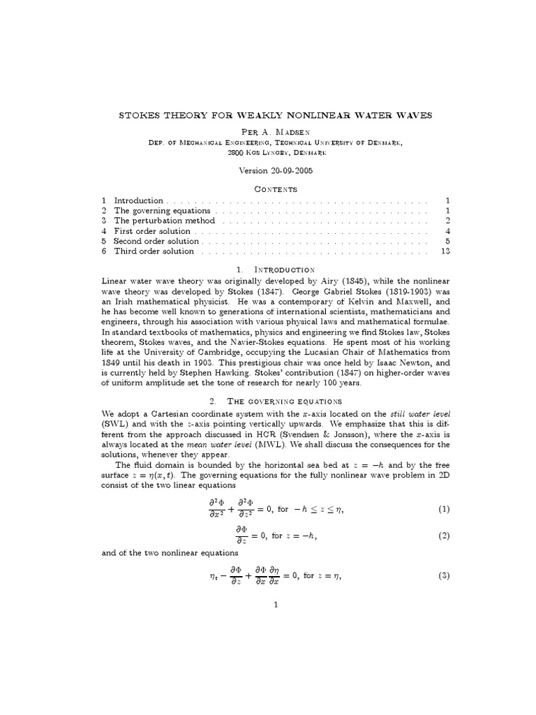 Paper Stokes Theory | PDF | Nonlinear System | Equations