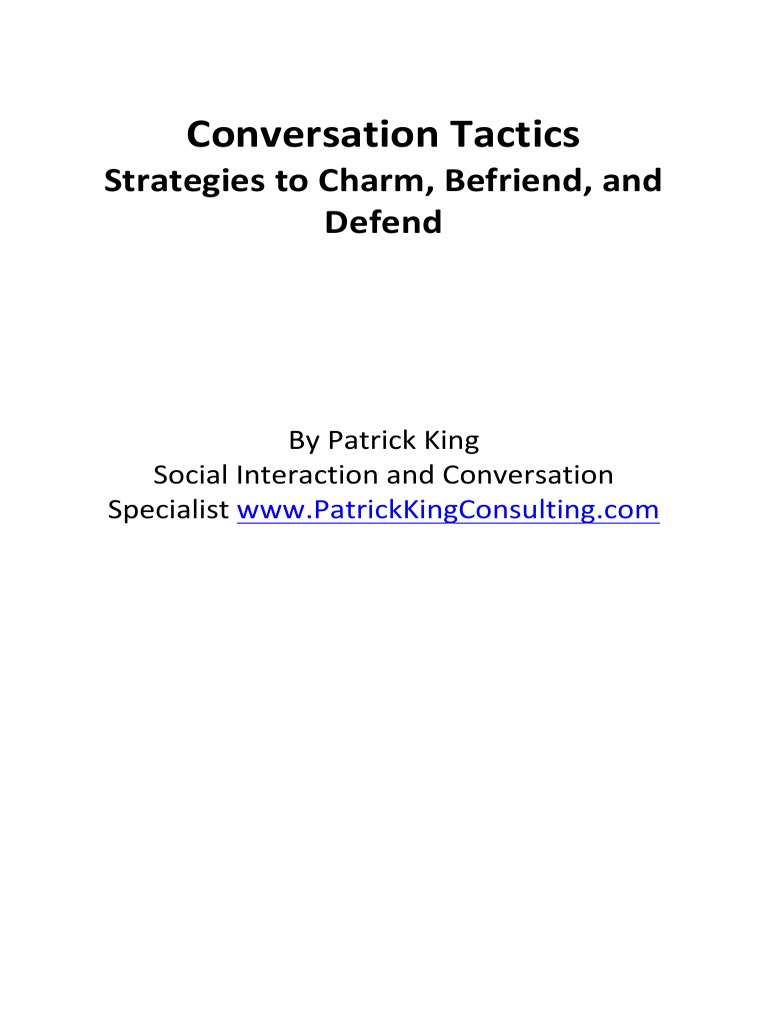 Conversation Tactics by Patrick King Patrick King Consulting PDF | PDF