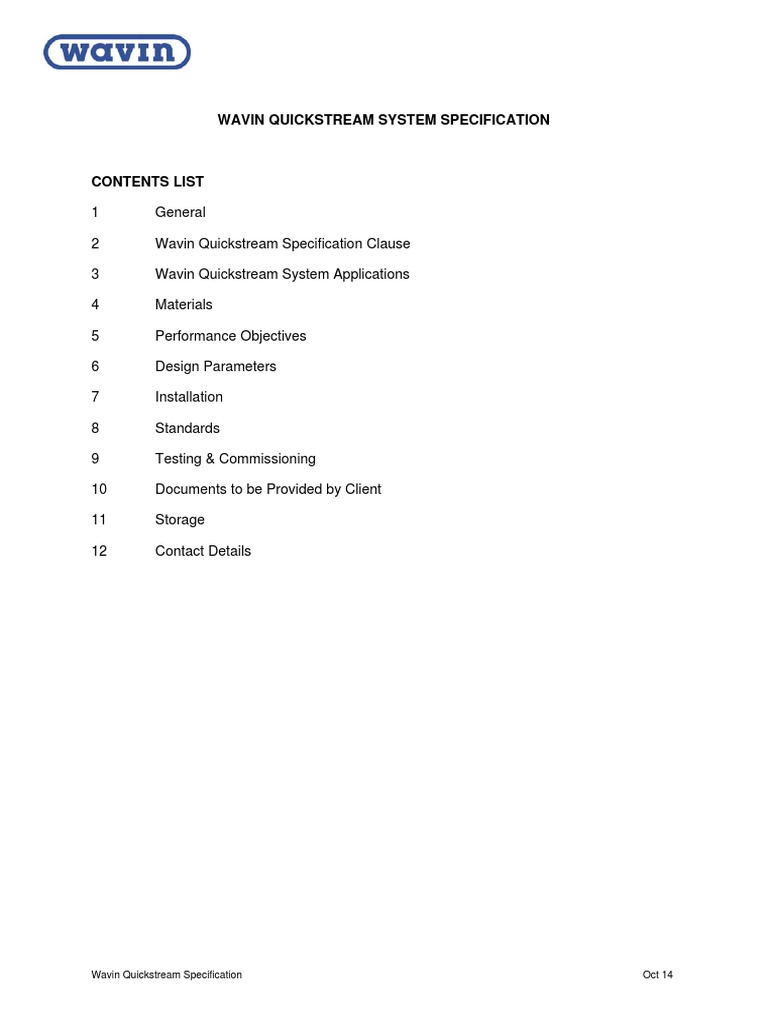 Wavin QuickStream Specification Oct 14 | PDF | Pipe (Fluid Conveyance) | Roof