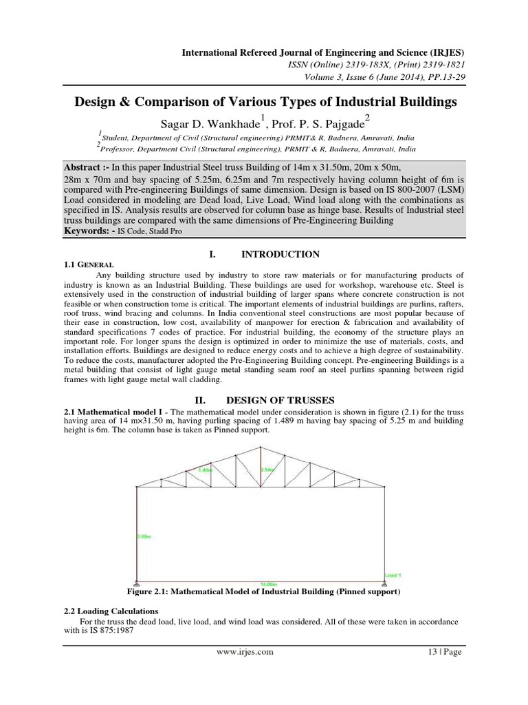 Design & Comparison of Various Types of Industrial Buildings | PDF ...