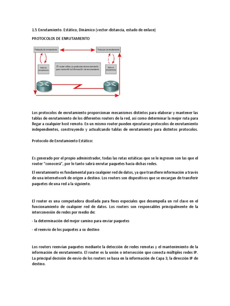 Enrutamiento Estático y Dinamico | PDF | Enrutador (Computación) | Protocolos de internet