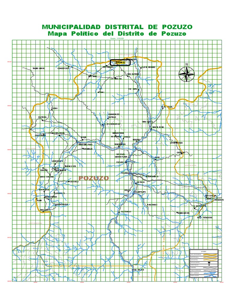 Mapa del distrito de Pozuzo que muestra los límites territoriales y las ...