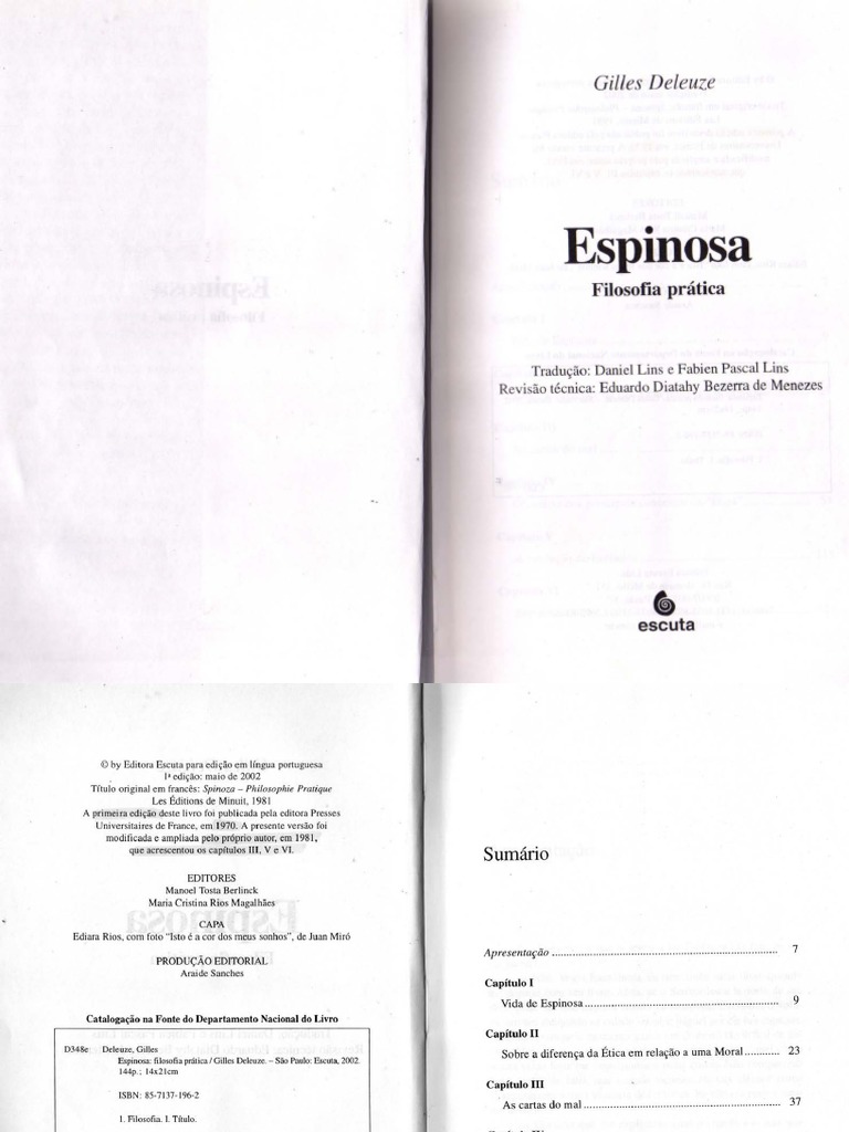 DELEUZE, Gilles - Espinosa - Filosofia Prática - Capítulo 6 - Espinosa ...