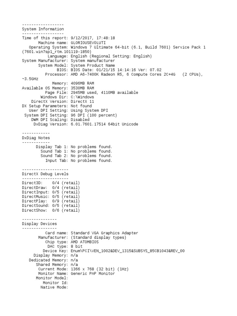 DX Diag | PDF | Device Driver | Codec