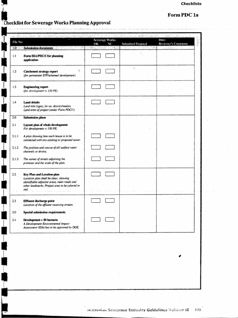 IWK - SSA-PDC-1a 090320 Checklist For SW Works Planning Approval | PDF