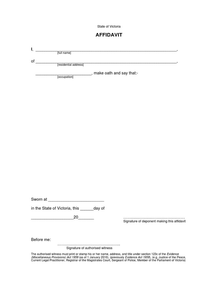 Affidavit: State of Victoria | PDF