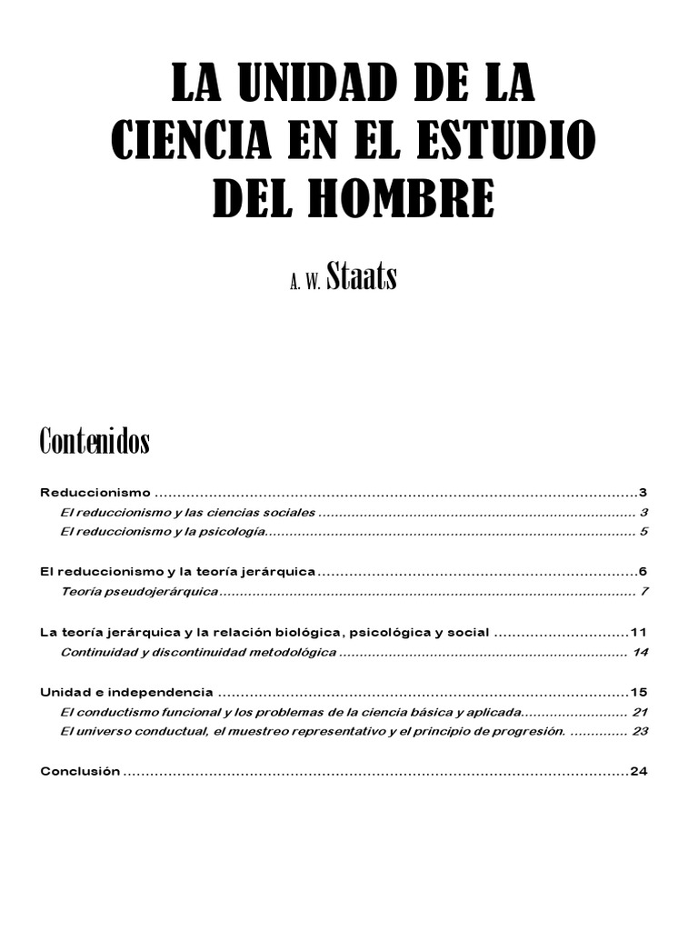 Arthur Staats - Unidad de La Ciencia en El Estudio Del Hombre | PDF ...