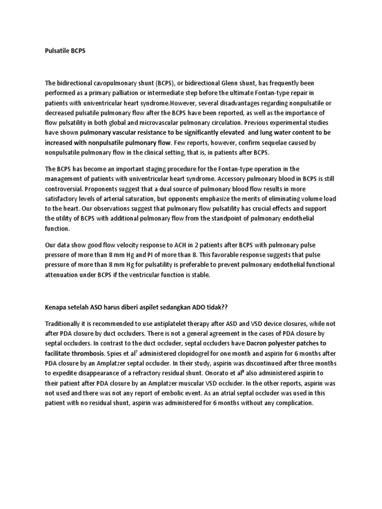 Pulsatile BCPS-ASO Dan Aspirin | PDF | Heart | Circulatory System