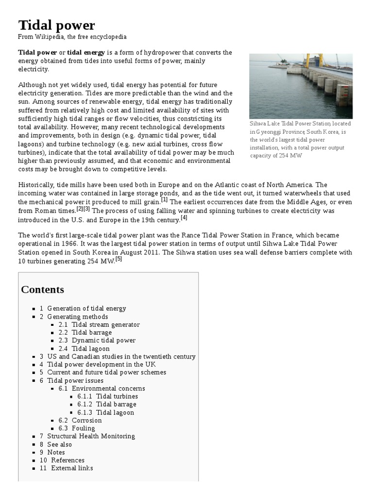 Tidal Power | PDF | Tide | Earth Sciences