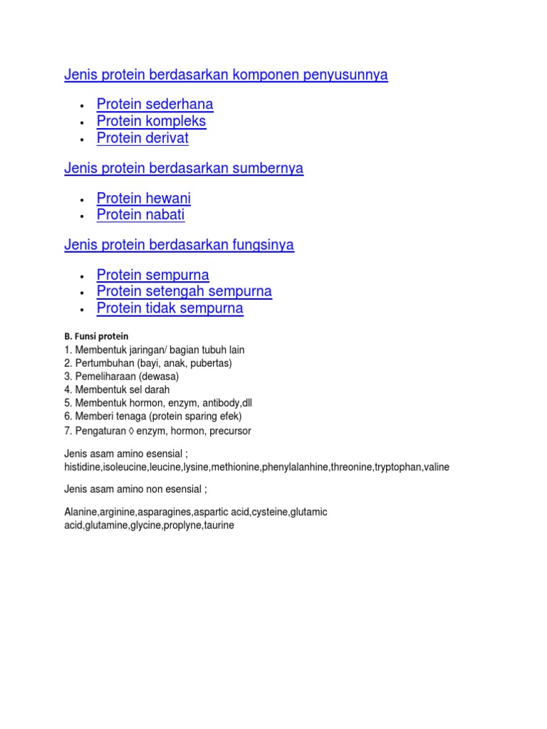 Jenis Protein Berdasarkan Komponen Penyusunnya | PDF