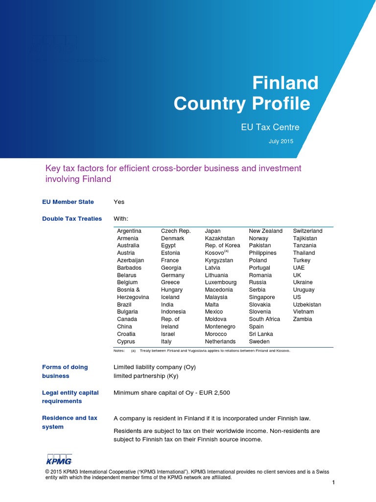 Country Profile Finland 2015 | PDF | Taxes | Government Finances
