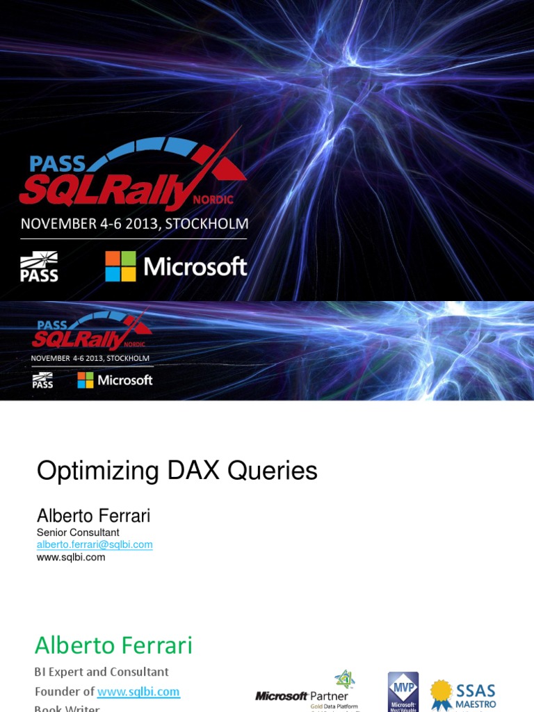 Alberto Ferrari - Optimizing DAX Queries | PDF | Microsoft Sql Server | Program Optimization