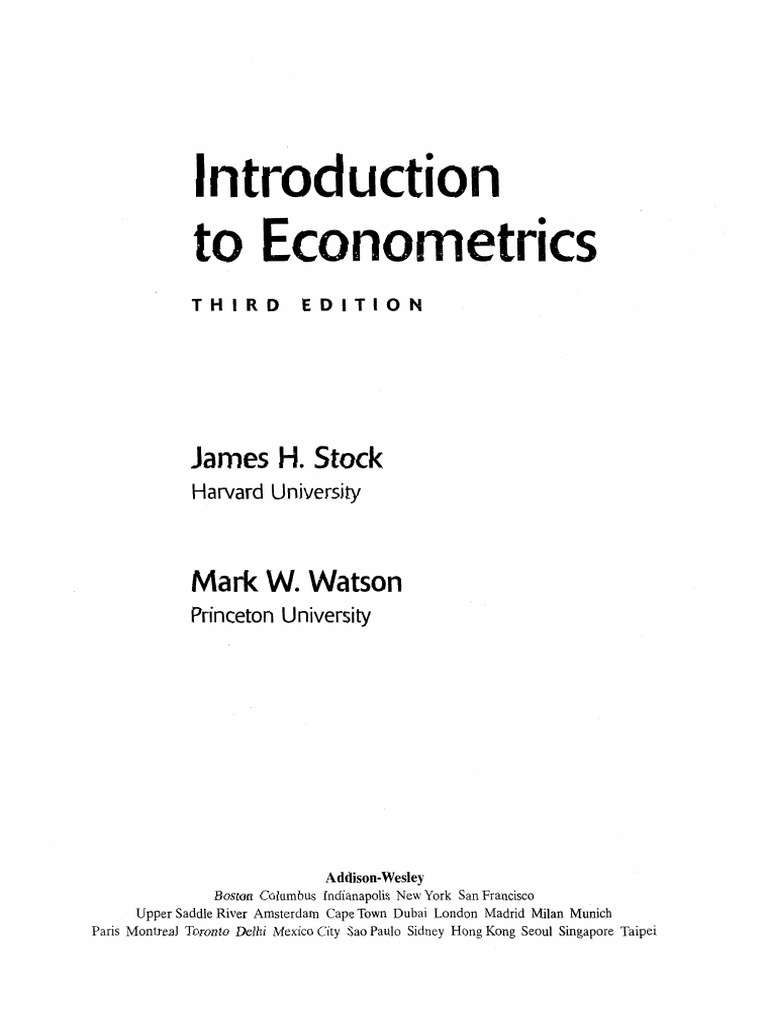 Stock And Watson Introduction To Econometrics 1 5 Ch Pdf