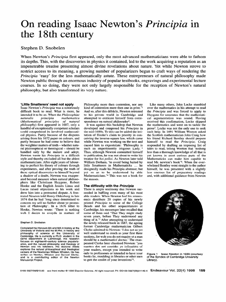 On Reading Isaac Newton's Principia | PDF | Isaac Newton | Teaching ...