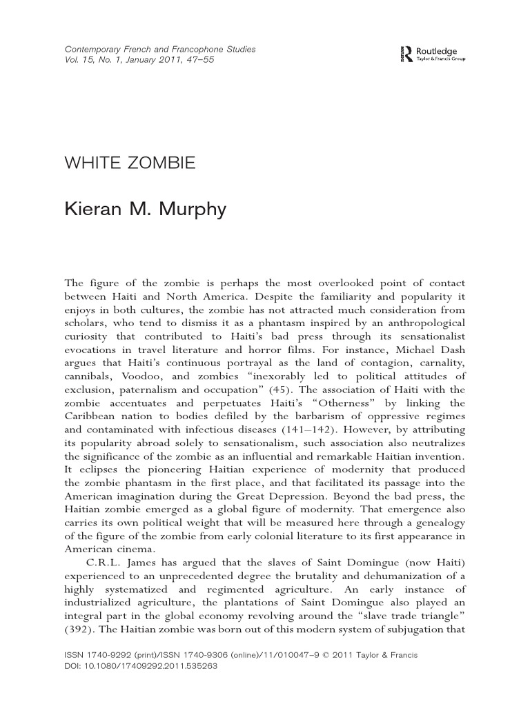 Kieran M. Murphy: White Zombie | PDF | Zombies | Haitian Vodou