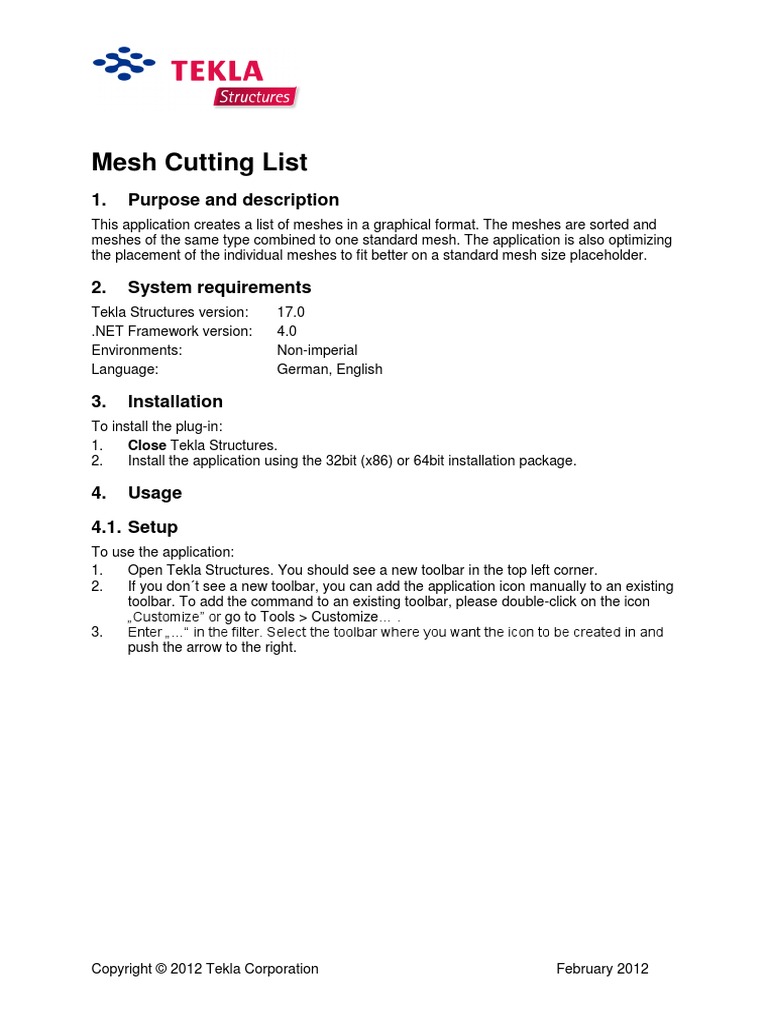 Mesh Cutting List: 1. Purpose and Description | PDF | Icon (Computing ...
