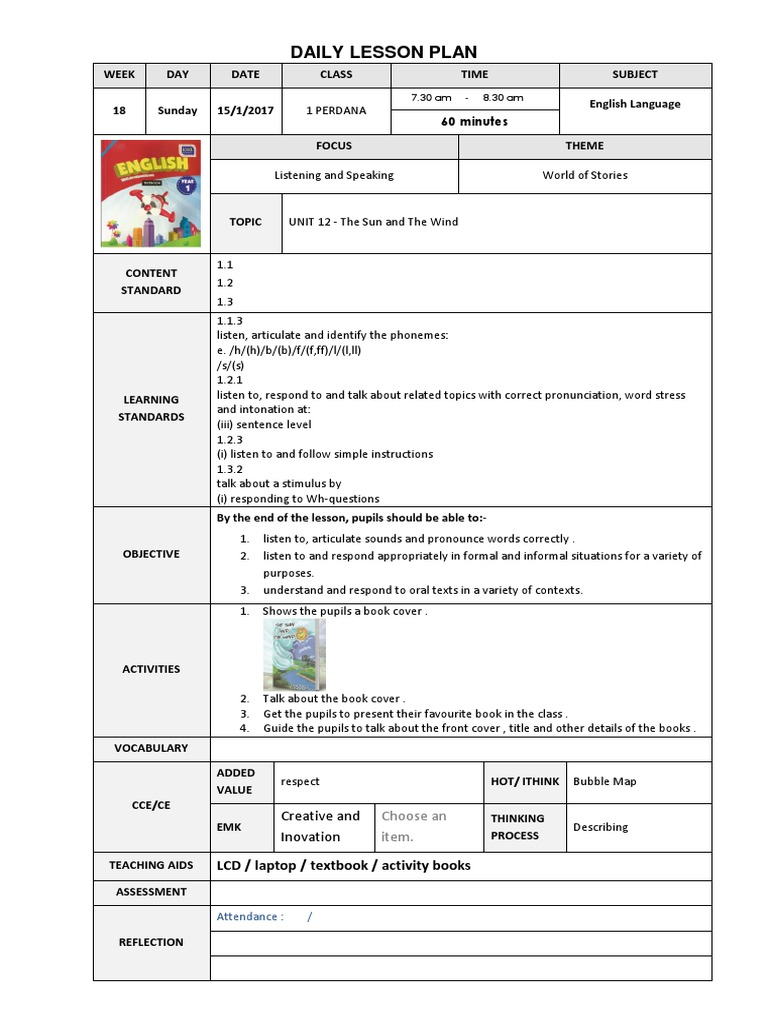 Daily Lesson Plan: LCD / Laptop / Textbook / Activity Books | PDF ...