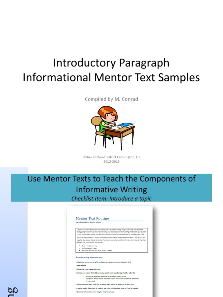 Mentor Texts For Informational Text Introductory Paragraphs Mentor Text ...