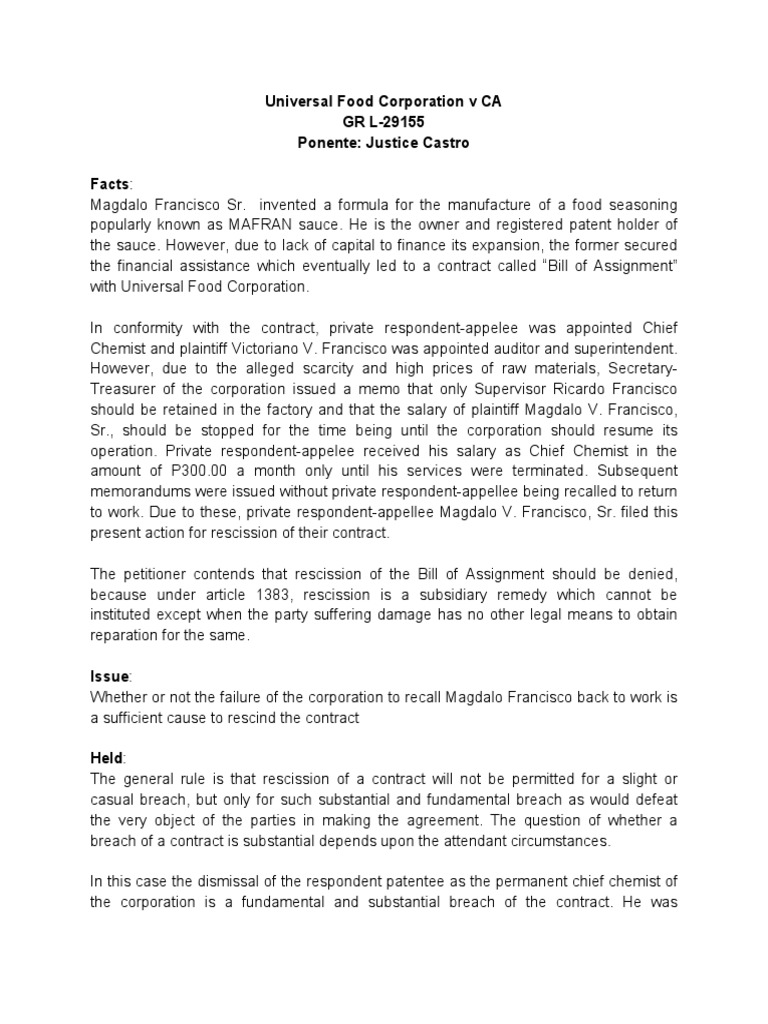 UFC V CA PDF | PDF | Breach Of Contract | Damages