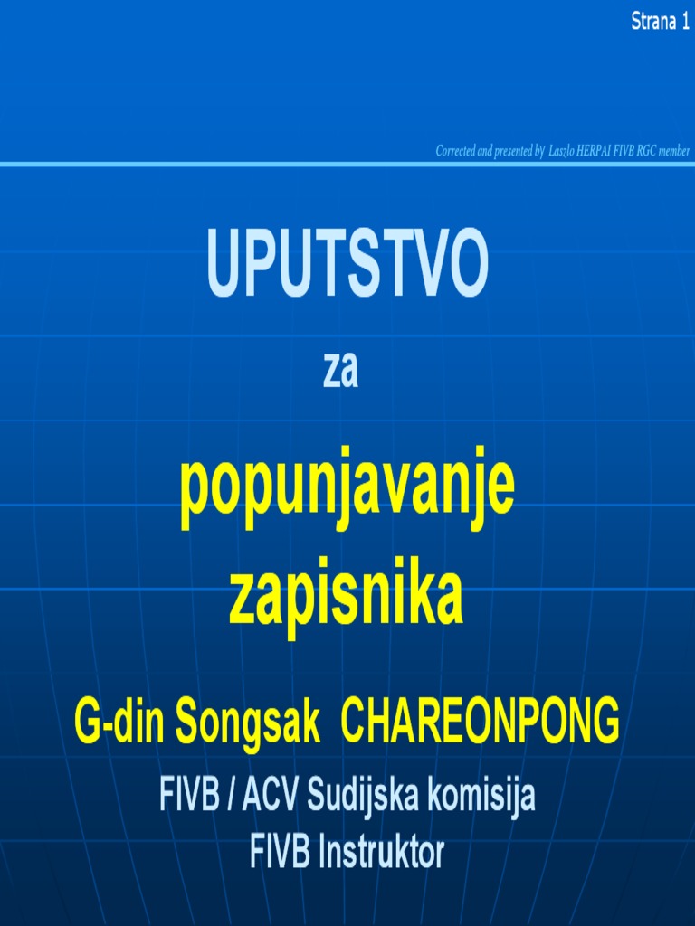 Odbojka - Zapisnik PDF | PDF