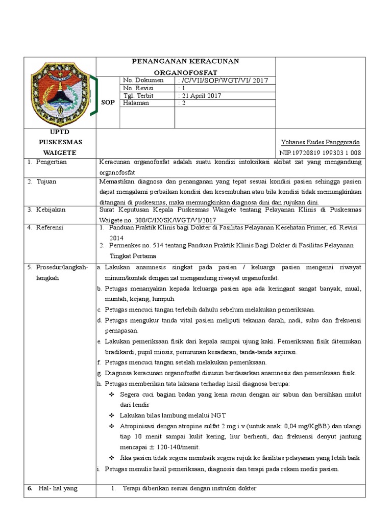 Penanganan Keracunan Organofosfat | PDF