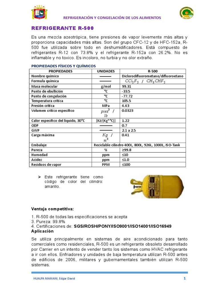 REFRIGERANTES R-500, R-502 y R-503.docx | Celsius | Petróleo