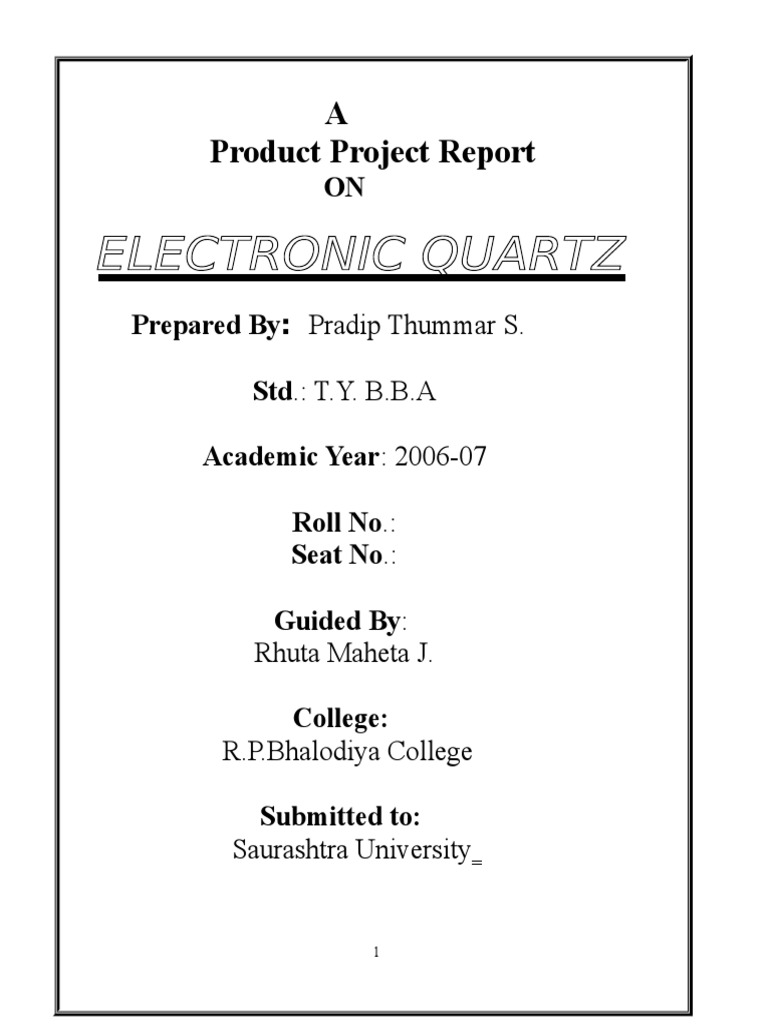 A Product Project Report: Prepared by | PDF | Clock | Demand