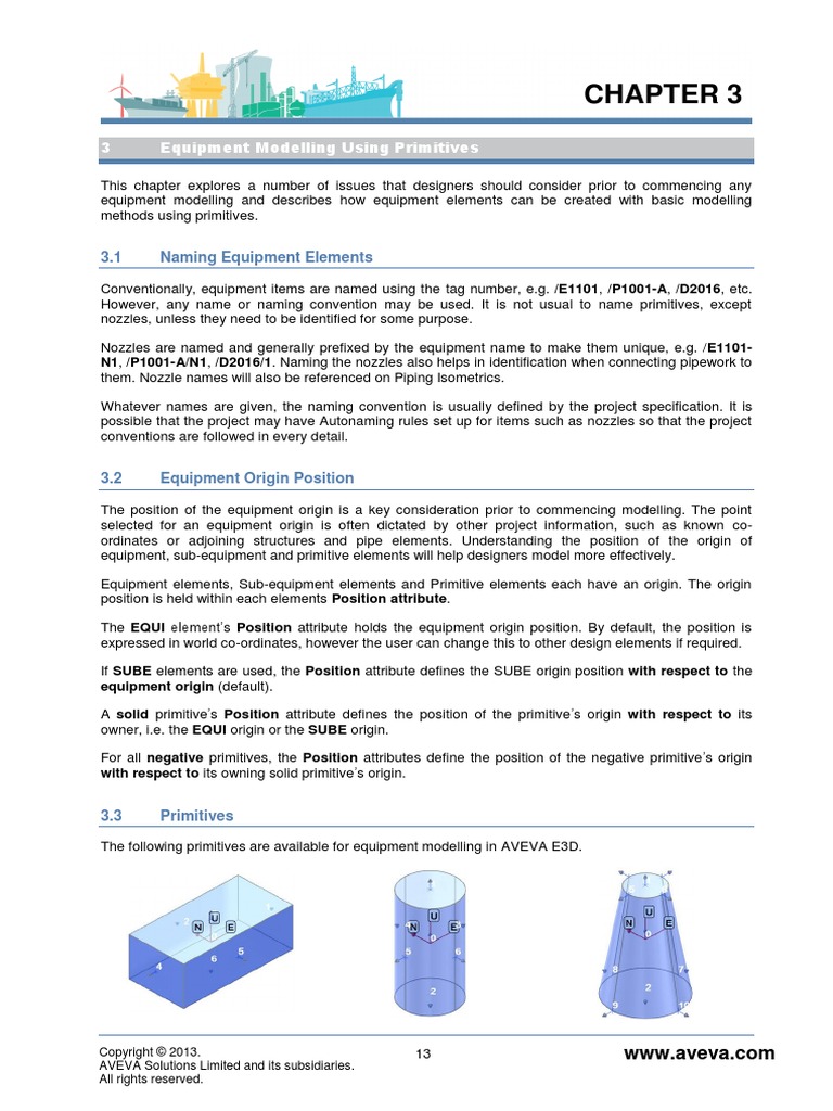AVEVA E3D 2.1 Equipment Modelling Using Primitive - Chapter 3 | PDF