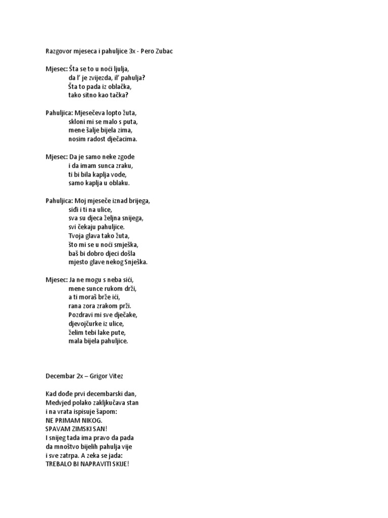 Zimske Pjesmice | PDF